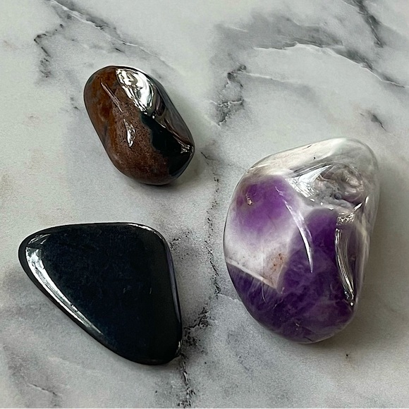 Other | Gemstone Tumbles Three Crystal Gems Natural Polished Tumbled ...